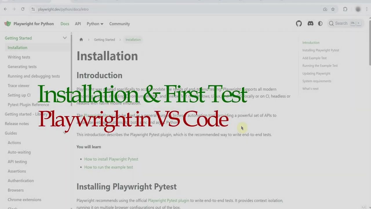 Playwright Tutorial: Installation And First Playwright Test | Python Playwright Pytest