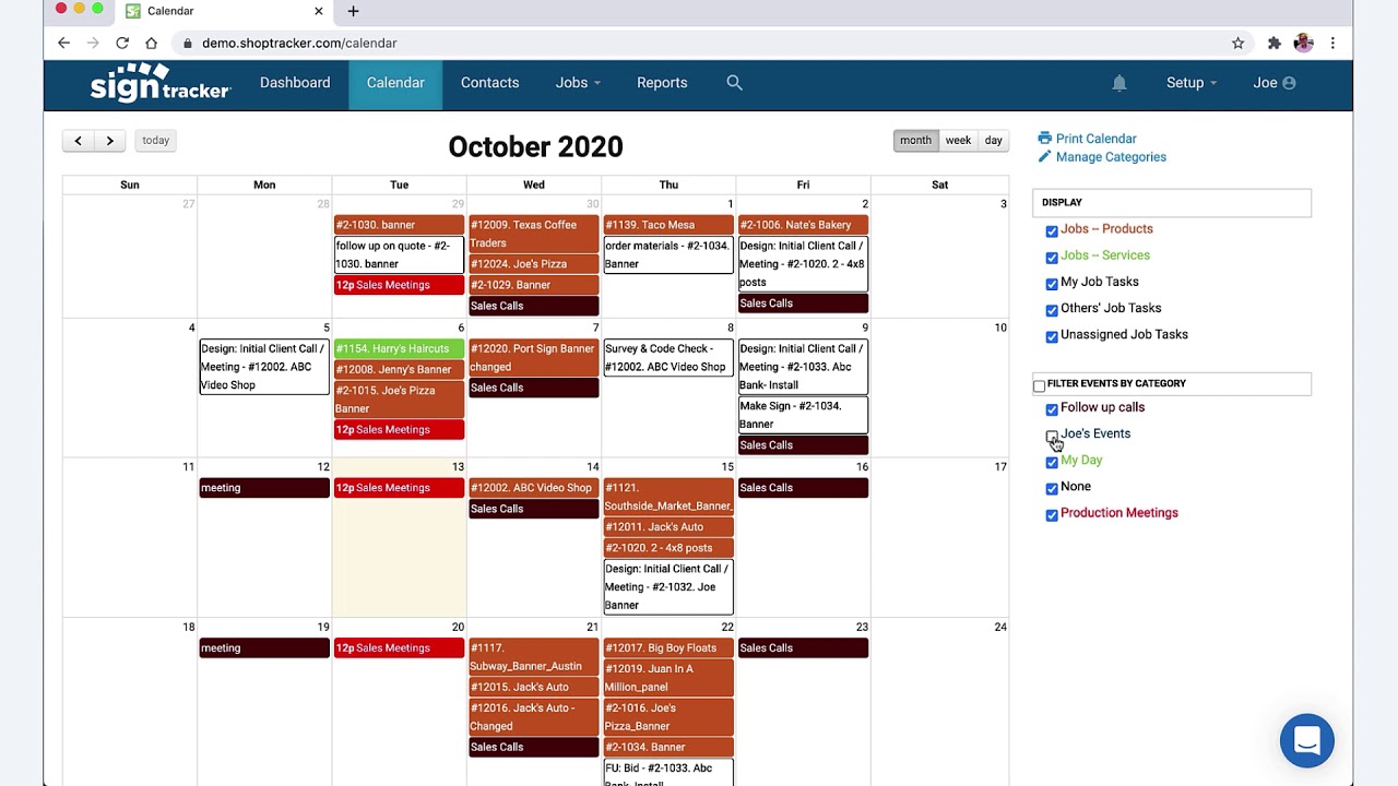 SignTracker Calendar Overview