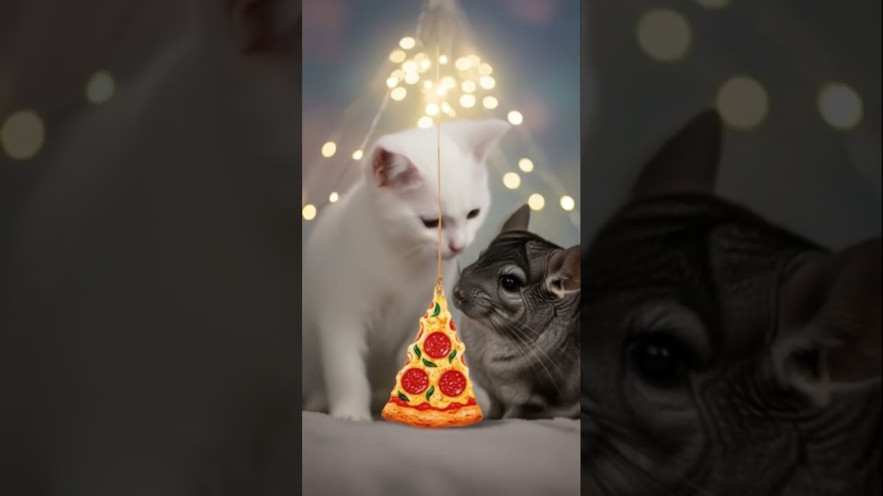 Closeup Kitty and Chinchilla, Pizza Slice Bookmark, Fairy Light Canopy