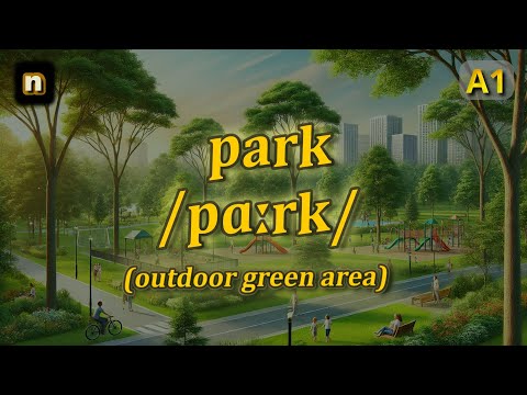 [n] Park meaning (outdoor green area) with 5 examples