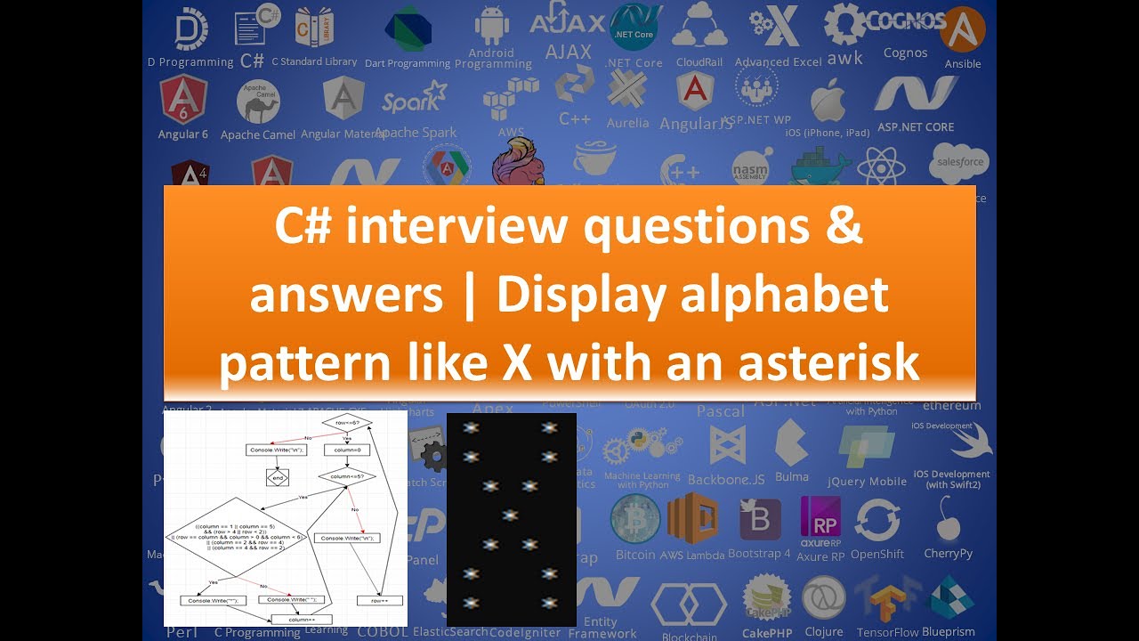 C# interview questions & answers | Display alphabet pattern like X with an asterisk