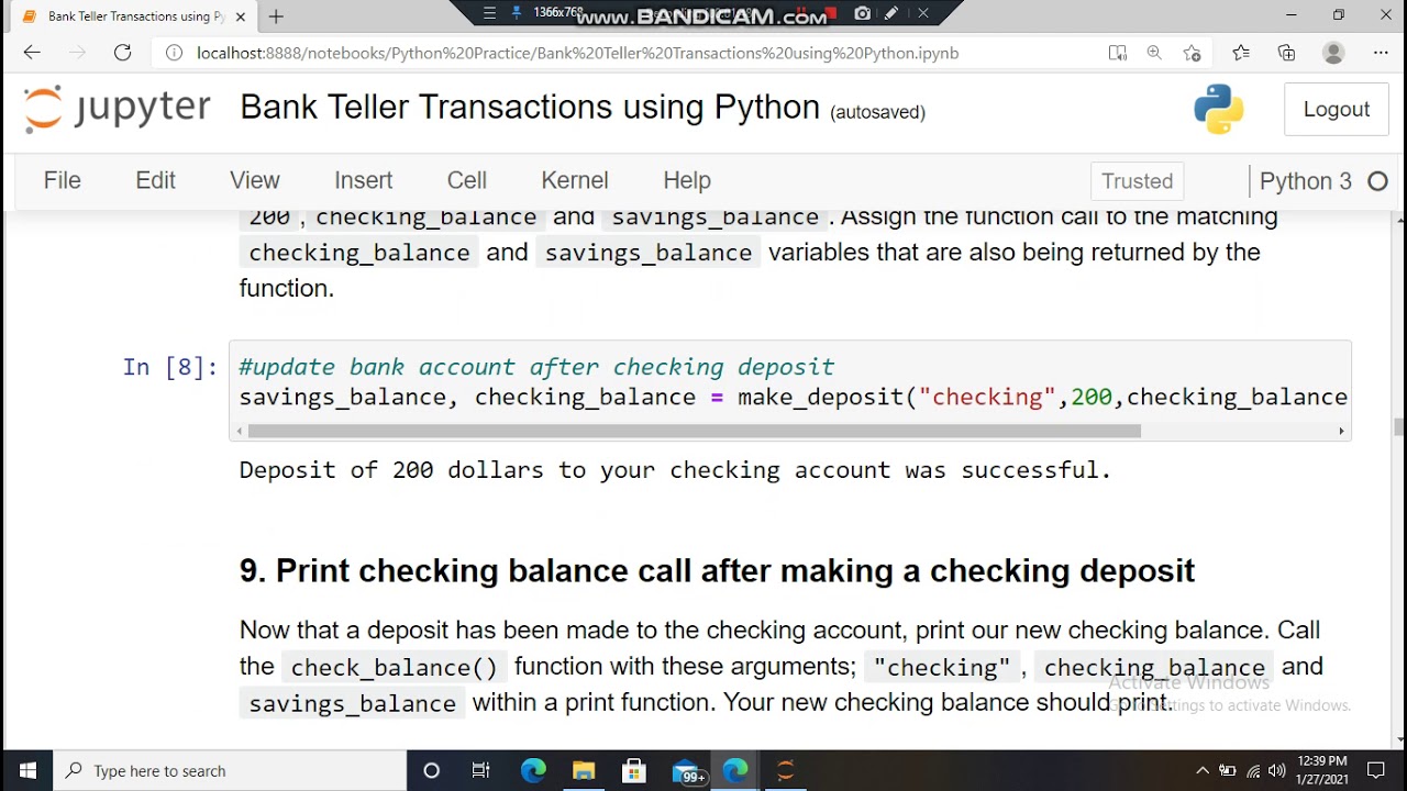 Bank Teller Transactions using Python