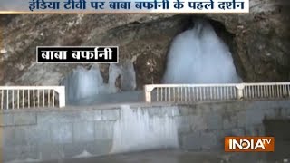 Visuals of Baba Barfani from Amarnath Shrine in Kashmir
