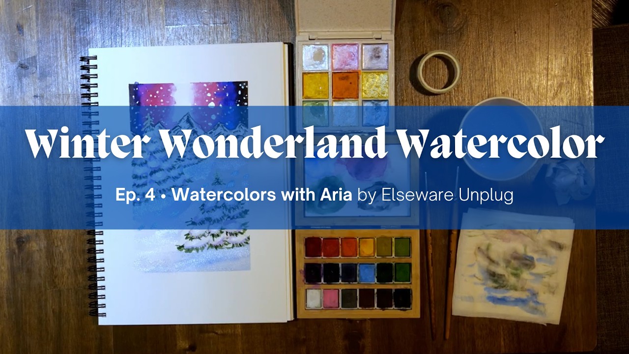 Winter Wonderland Watercolor Demo | Snowy Landscape with Metallic Highlights by Elseware Unplug