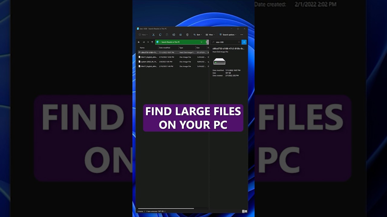 Find Large Files on your PC #shorts