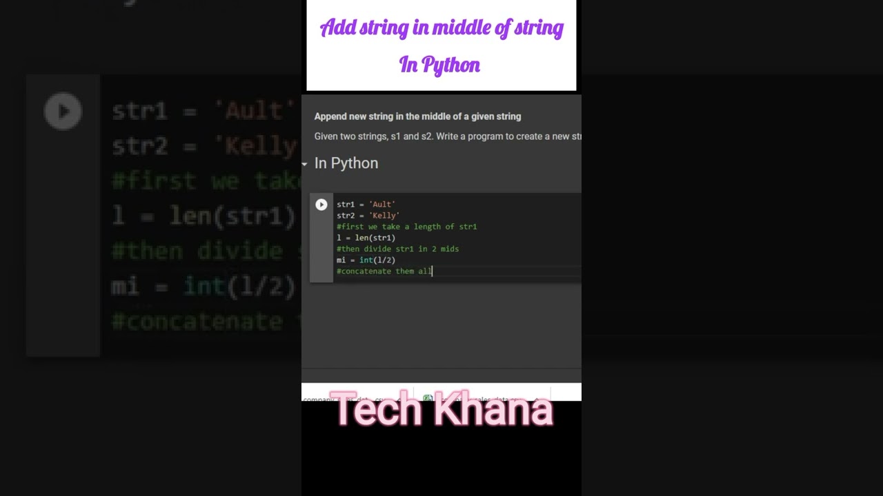 Add string in middle of string In Python #programming #Pythontutorial #pythonforbeginner #pythoncode