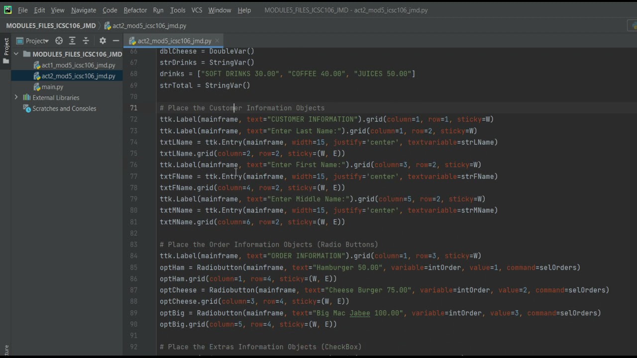 Python Ordering System