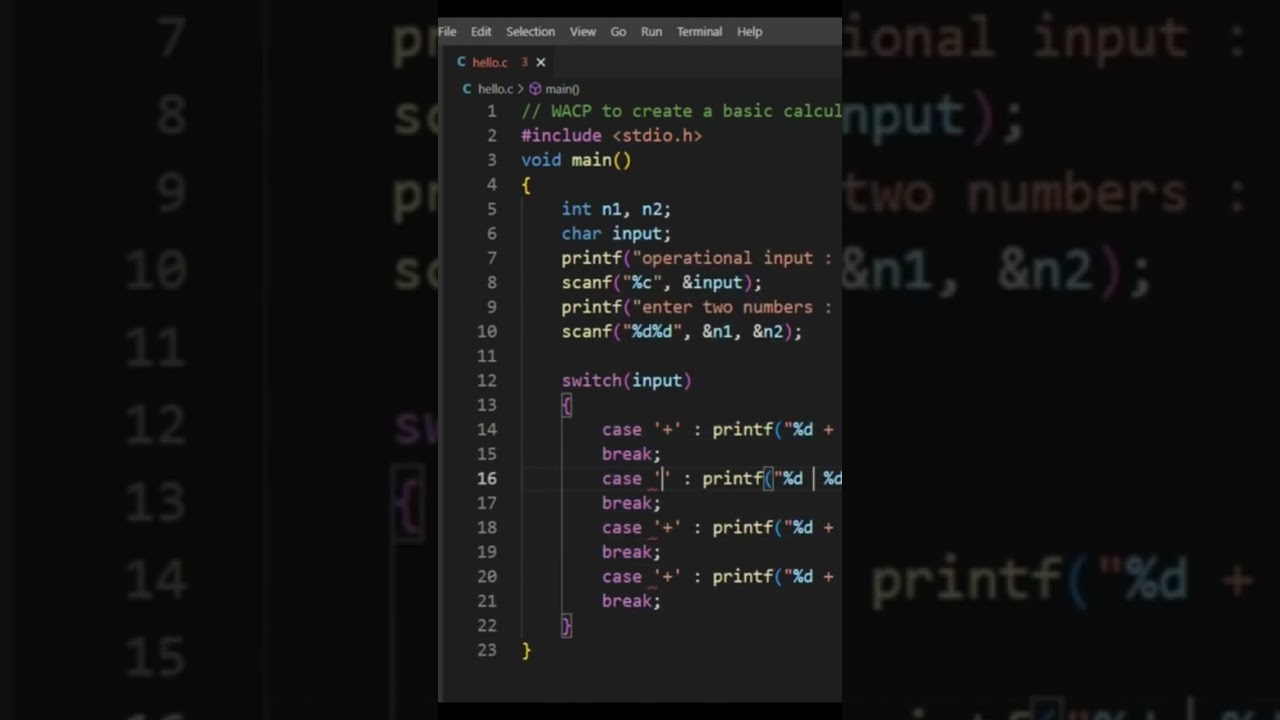 Write a C program to make a basic calculator #programming #coding #cprogramming #problemsolving