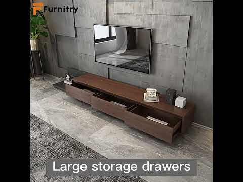 Extendable Walnut Wooden TV Stand with 3 Drawers