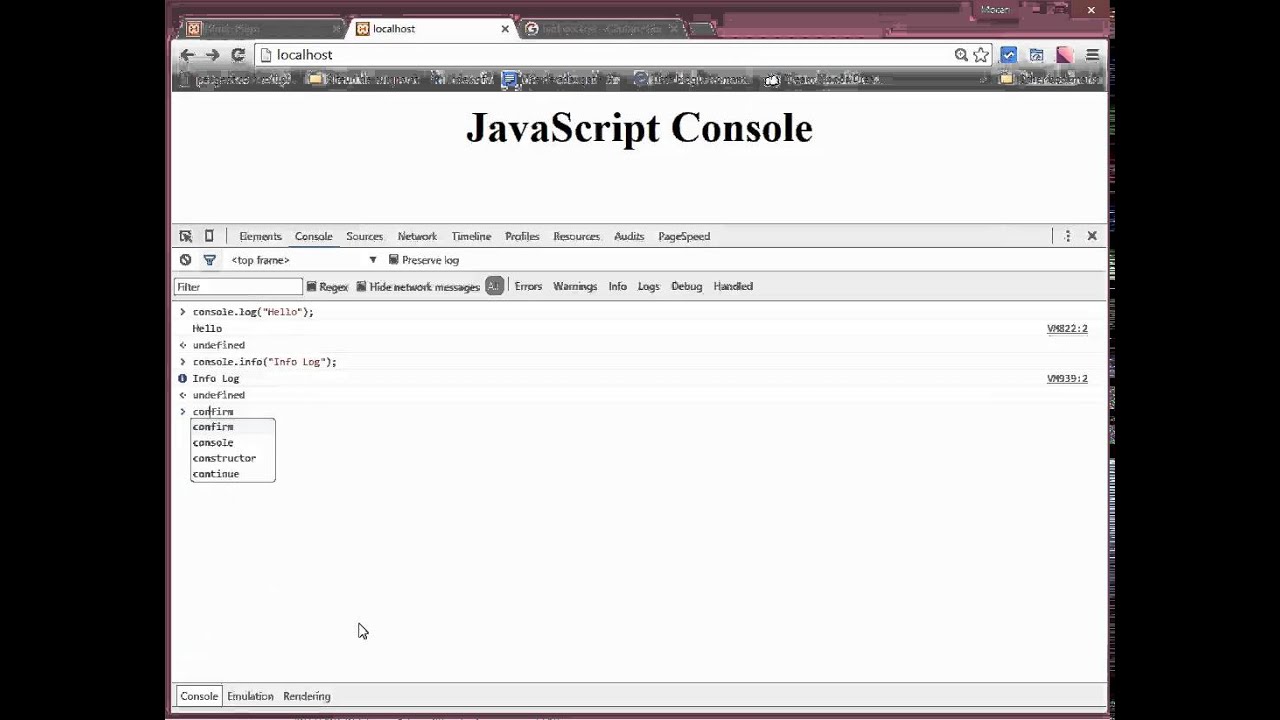 JavaScript Console ( Log, Info, Warn, Error)