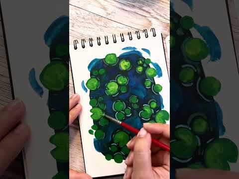 Water lilies 🎨 Gouache painting tutorial