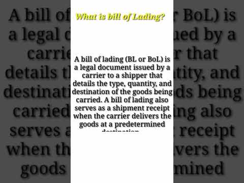 What is Bill of Lading