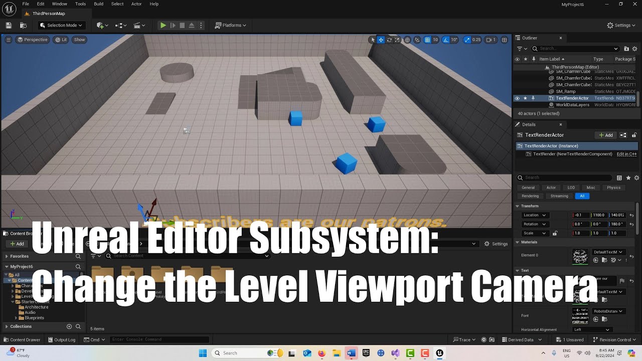 Unreal Editor Subsystem: Change The Level Viewport Camera Position