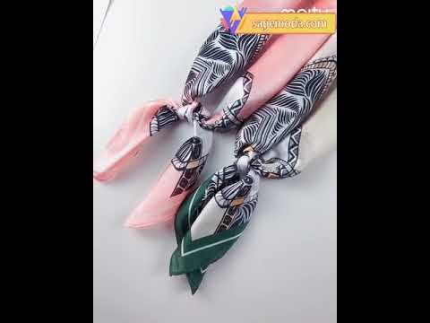 Fancy print office uniforms square silk satin scarf for ladies