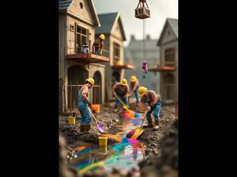 AI Construction Workers Building the Rainbow of the Future