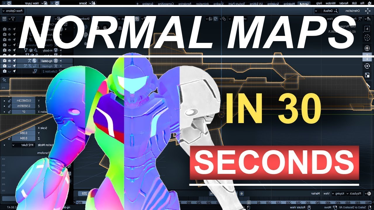 Blender 2.8 : Make Normal Maps In 30 Seconds!!! (Gimp - Tutorial)