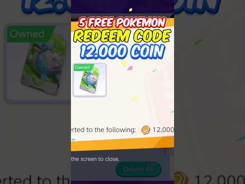 5 FREE POKEMON AND 12.000 COIN REDEEM CODE 🤑 #pokemon #pokémonunite #shorts