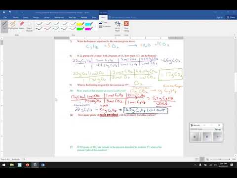 Limiting and Excess Reagent Worksheet Problem Work Through Video