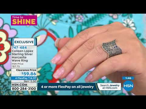 Colleen Lopez Sterling Silver Marcasite Wave Ring
