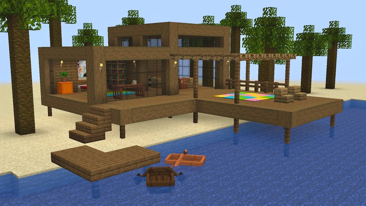 Minecraft - How to build a Wooden Beach House - Minecraft Builders