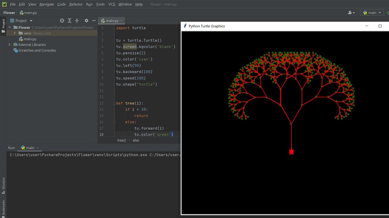 Python Turtle Tutorial: How to Draw a Tree - Step-by-Step Guide #pythonturtle  #coding #pythonm