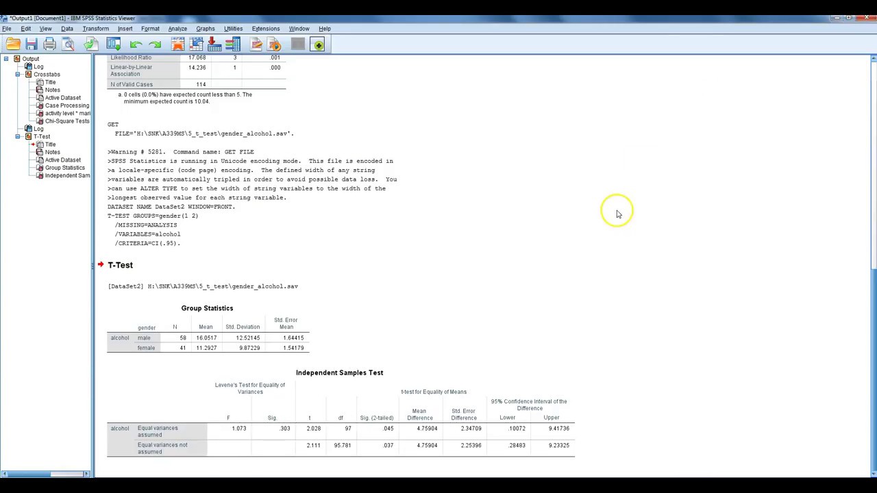 t Test for Independent Samples in SPSS