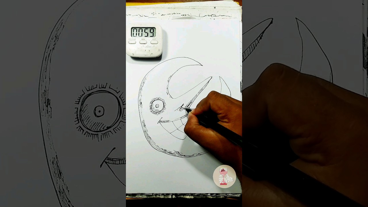 Draw smiling moon from soul eater fire force in 5 minutes 🥶🌜🌜 #souleater #manga #sketch #drawing