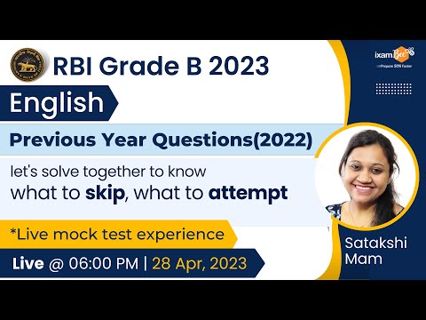 RBI Grade B 2023 | RBI Grade B English 2022 Previous year Questions | English | By Satakshi Naithani
