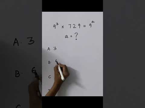 Find the value of a. Exponent power math