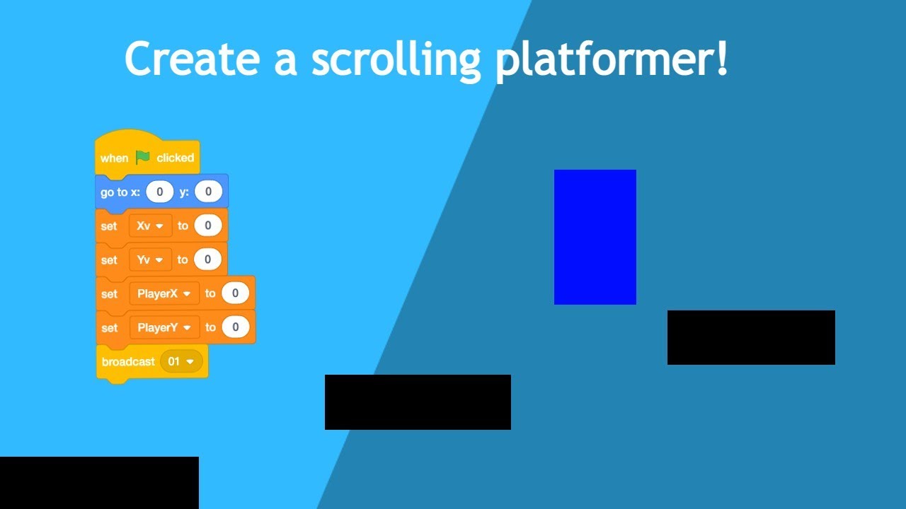 Scratch Easy Scrolling Platformer Tutorial Part 1: Basic level and scrolling mechanics