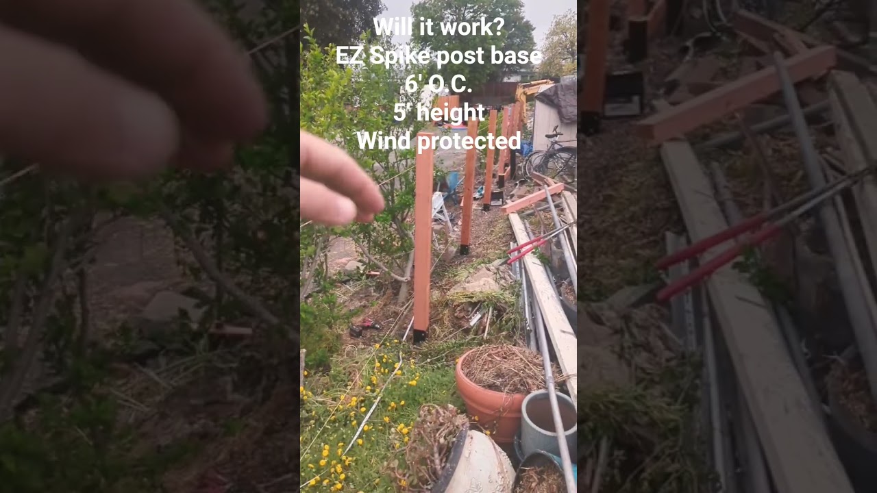 Simpson EZ Spike Fence post base. 6' O.C. 5' tall, wind protected. (They only recommend 4' high)