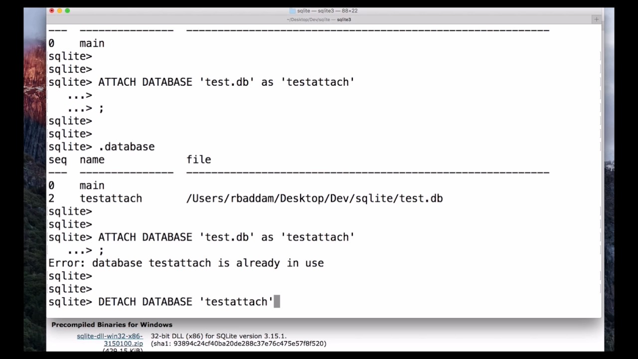 How to Detch Database in SQLite