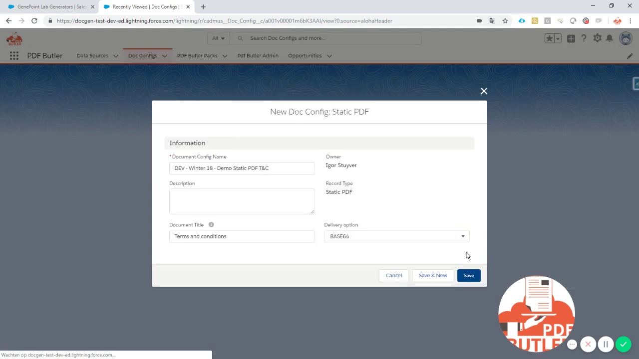 Static PDF DocConfig