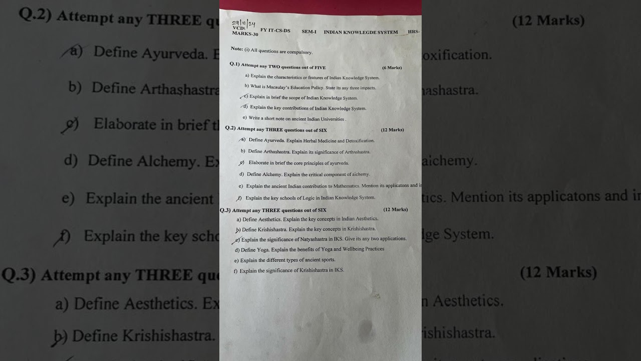 Indian knowledge system                    #bscit #indianknowledgesystems #firstsemester #paper