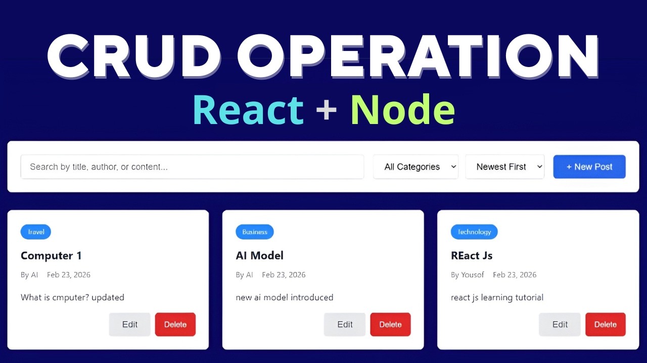 React + Node CRUD Operation using OpenCode AI (Free Vibe Coding)