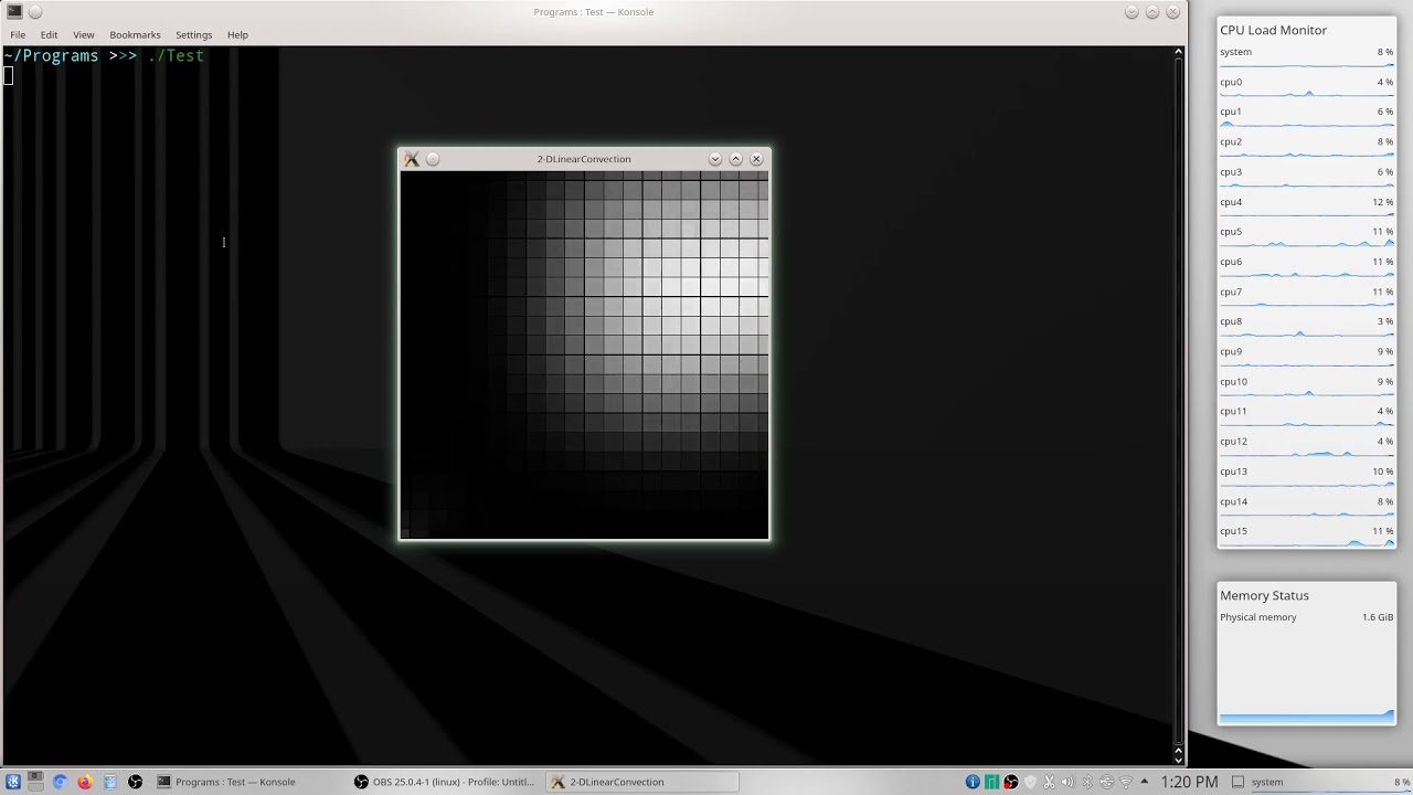 2-D Linear Convection Fluid Simulation (C/OpenGL)