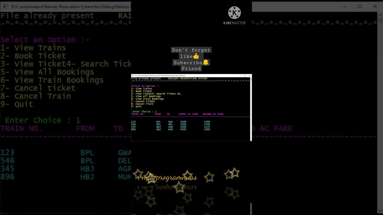 programming on a little project completed railway reservation system