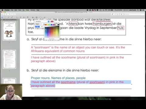 Afrikaans worksheet: Proper nouns and common nouns | Lesson 2.1