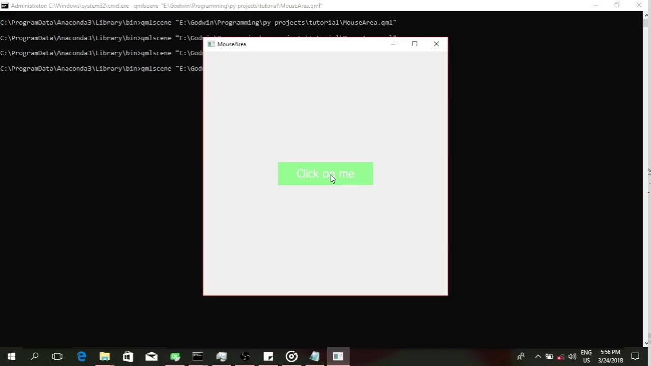 PyQt5 - Qml tutorial - Recieving Mouse Events and Actions