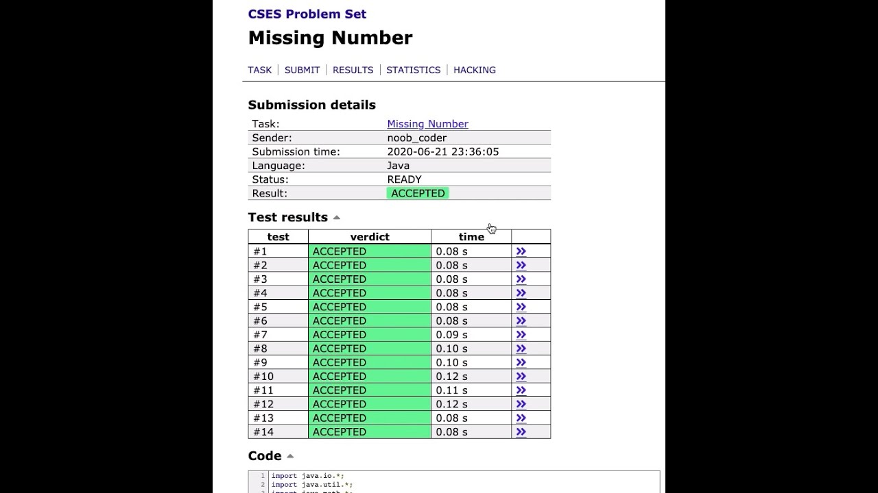 Missing Number | CSES problem set [ java solution ] Code Along