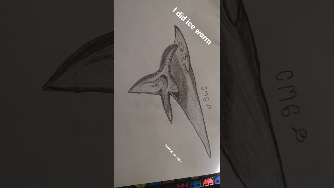 I drew an Ice worm from subnautica below zero