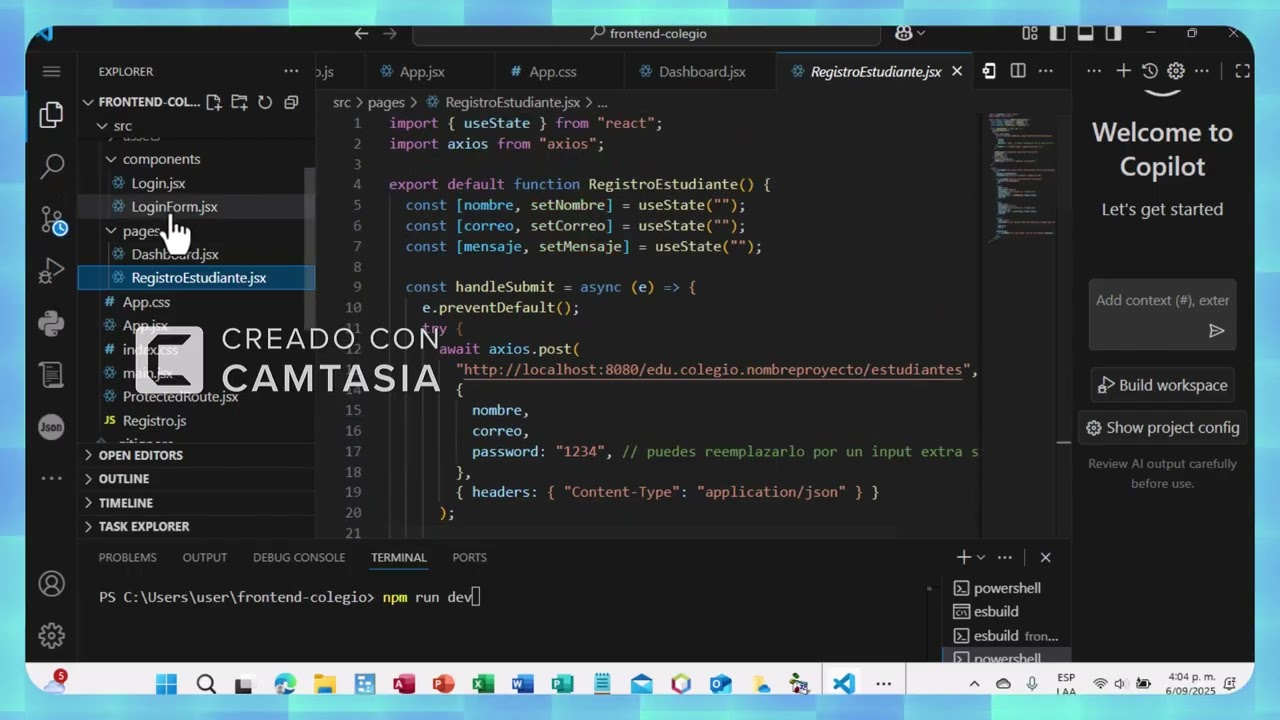 ● Evidencia de conocimientoGA7 220501096 AA4 EV01 taller sobre componentes frontend React