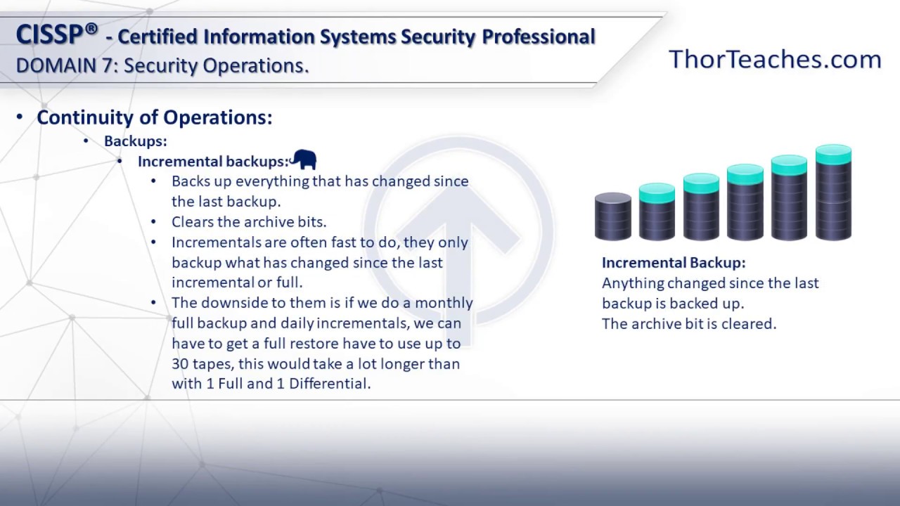 CISSP Domain 7: Backups - ThorTeaches CISSP, CISM, and PMP training