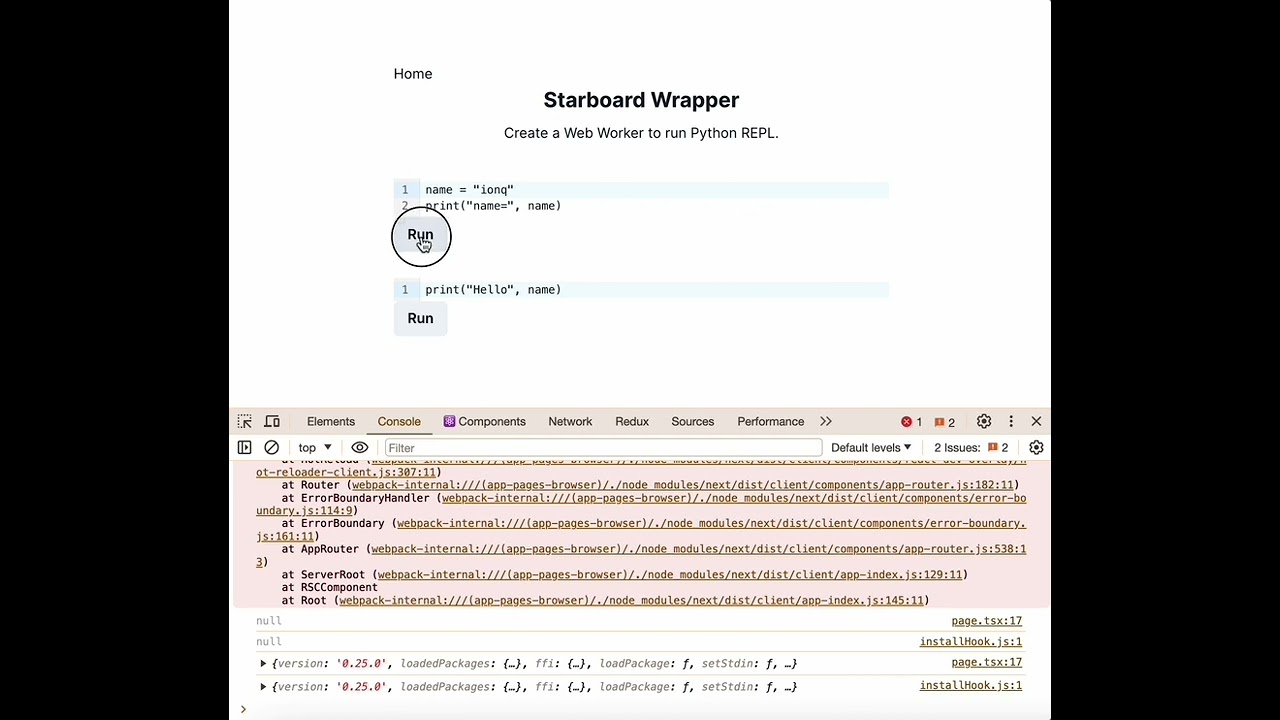 Run python code in browser using pyodide (basic)
