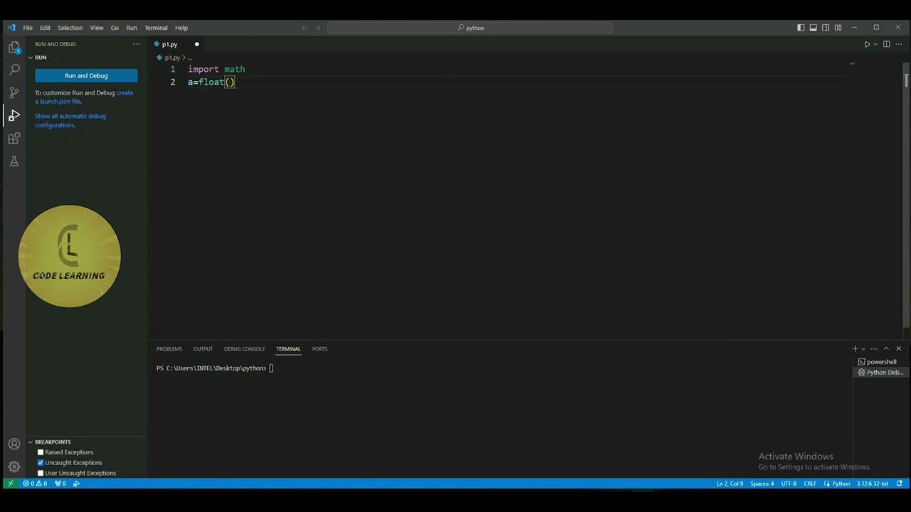 Python | importing math package 'atan() - user input' | CodeLearning