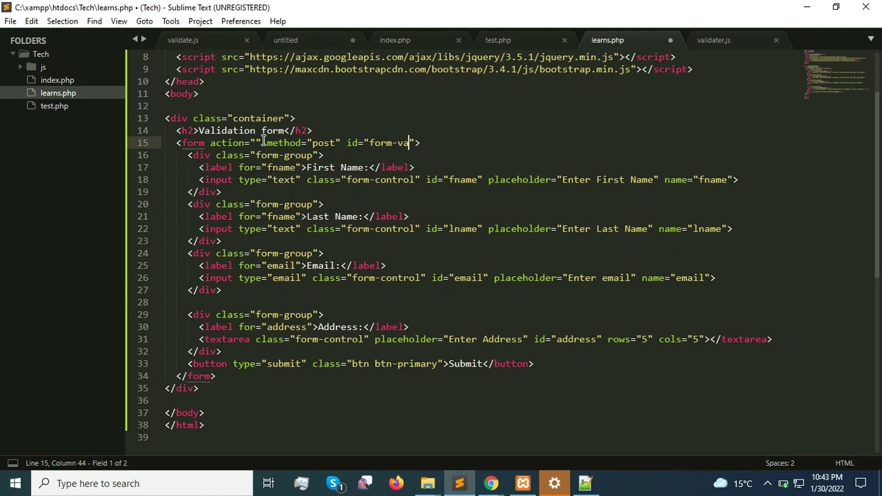 PHP Form with jQuery validation