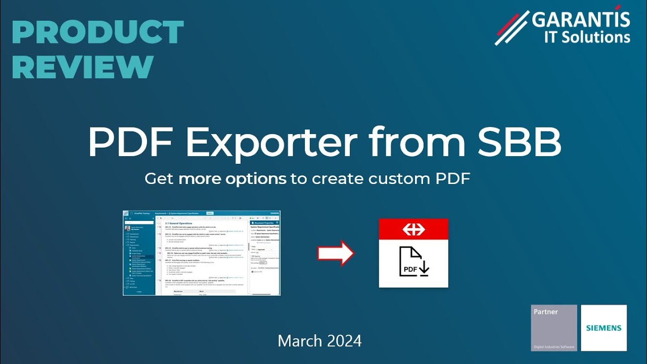 PDF Exporter from SBB  - Live Demo by GARANTIS IT Solutions