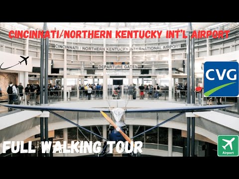 CINCINNATI NORTHERN KENTUCKY INT'L AIRPORT (CVG) FULL WALKING TOUR. DEPARTURES, ARRIVALS, TRANSPORT.