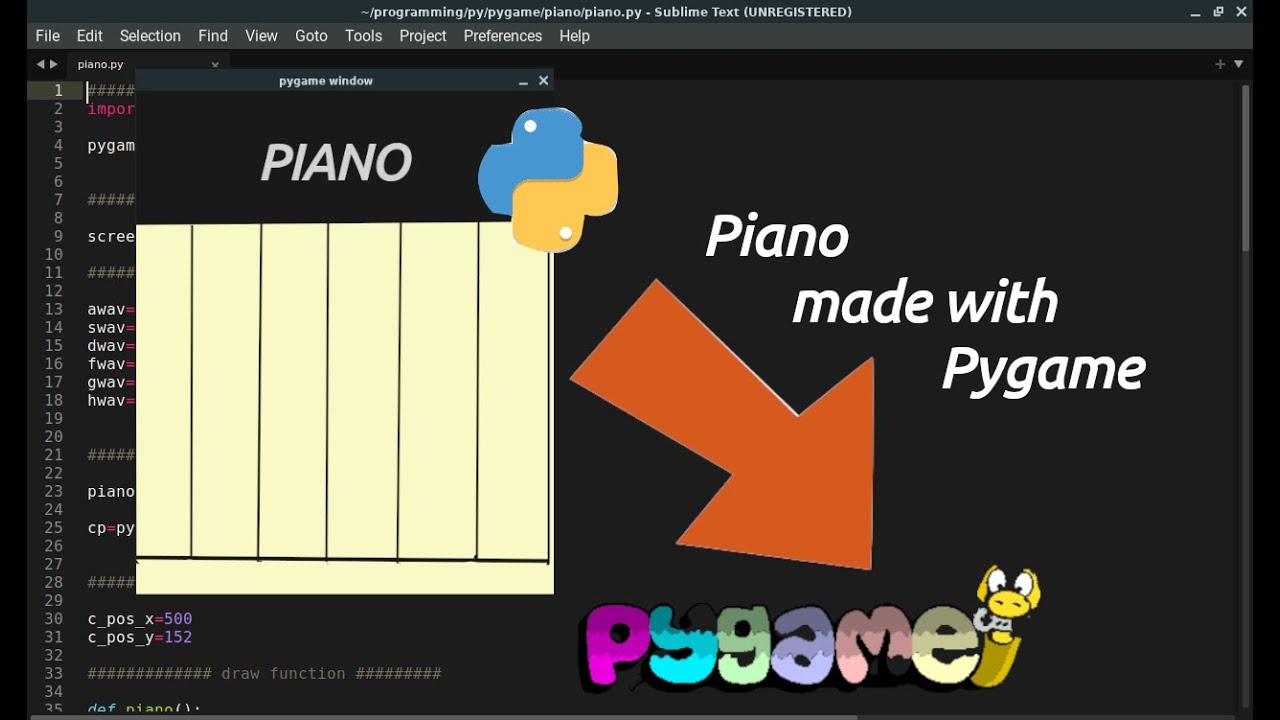 Creating Piano with Python using Pygame Tutorial