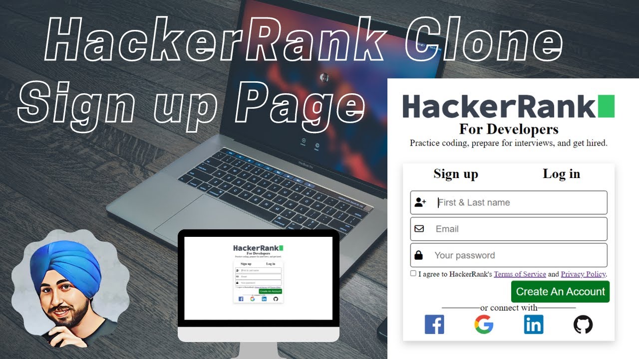 HackerRank Clone - Sign up Page | part 1